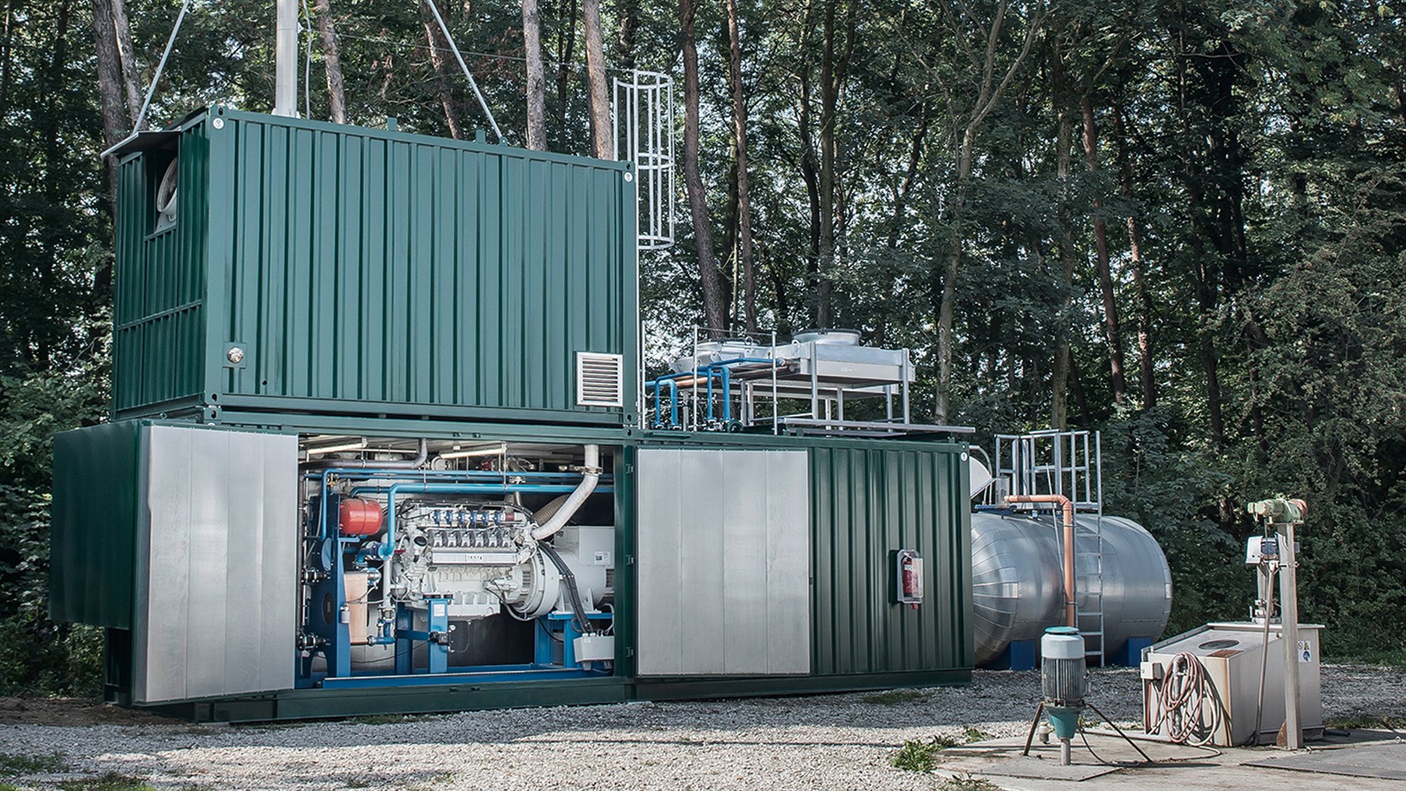Modular exhaust gas aftertreatment system for biogas CHP units