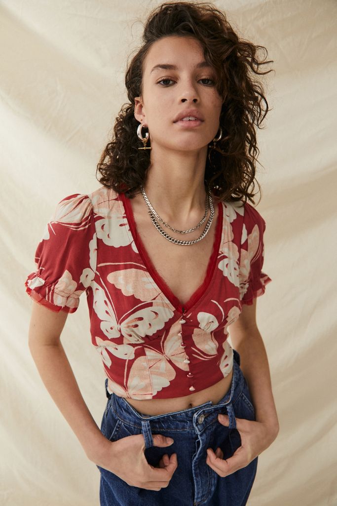 UO Hazel Button-Through Blouse | Urban Outfitters UK