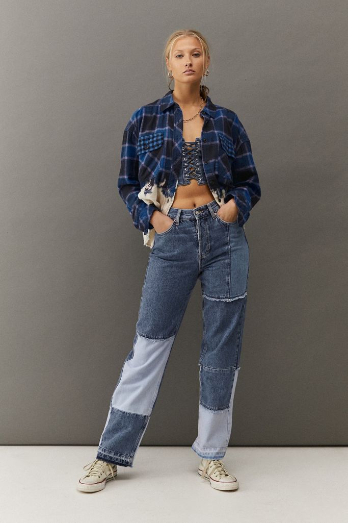 BDG Rayne Flannel Boxy Cropped Button-Down Shirt | Urban Outfitters UK