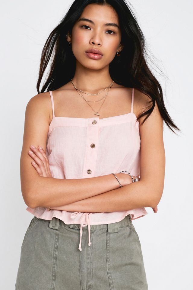 UO - Caraco boutonné Hazel en lin | Urban Outfitters FR