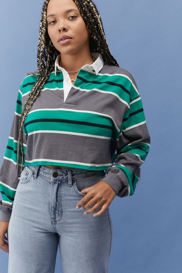 UO Jefferson Cropped Ruby Polo Shirt | Urban Outfitters UK