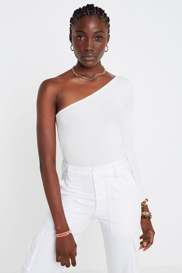 UO Long-Sleeve Asymmetric Ribbed Top | Urban Outfitters UK