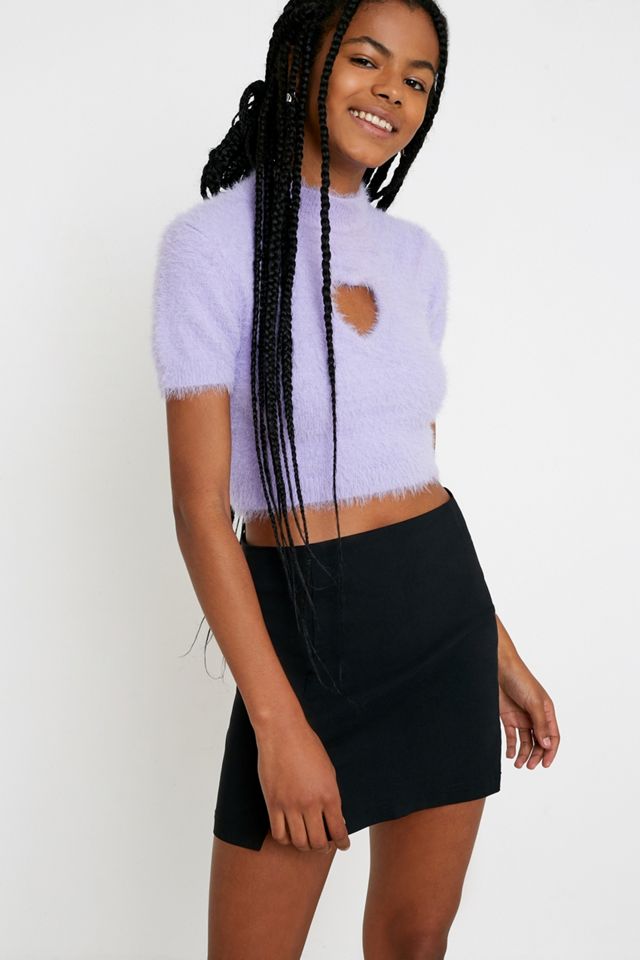 UO Fluffy Heart Cut-Out Top | Urban Outfitters UK