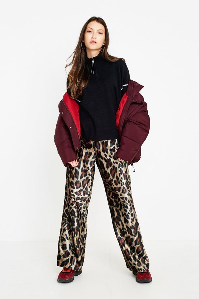 UO Tailored Leopard Print Puddle Trousers | Urban Outfitters UK