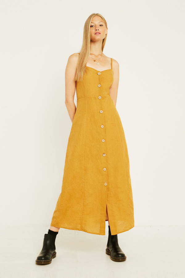 UO Yellow Ladder Back Midaxi Dress | Urban Outfitters UK