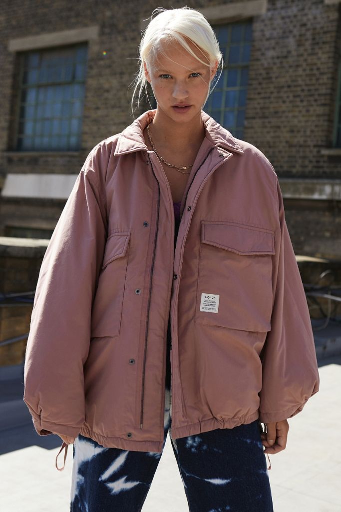 UO Rene Padded Pink Utility Jacket | Urban Outfitters UK