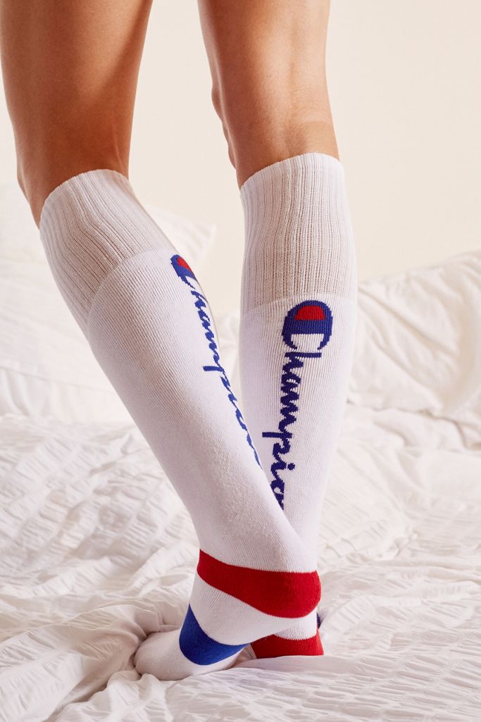 Champion Logo Script Knee High Socks | Urban Outfitters UK