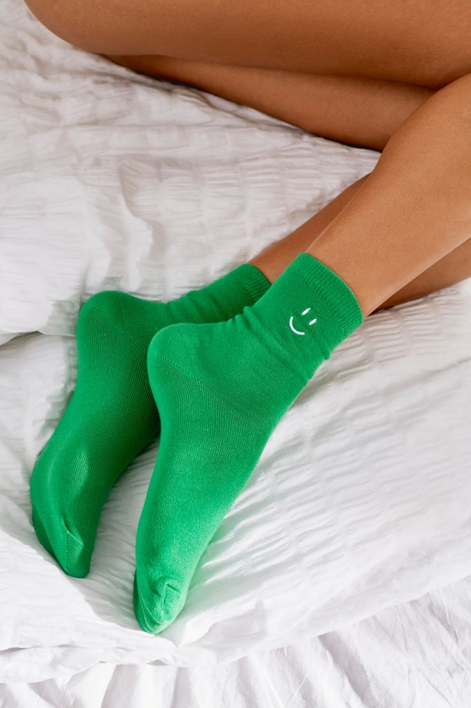 UO Green Embroidered Motif Socks | Urban Outfitters UK