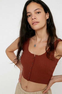 UO Button-Through Ribbed Knit Vest | Urban Outfitters UK