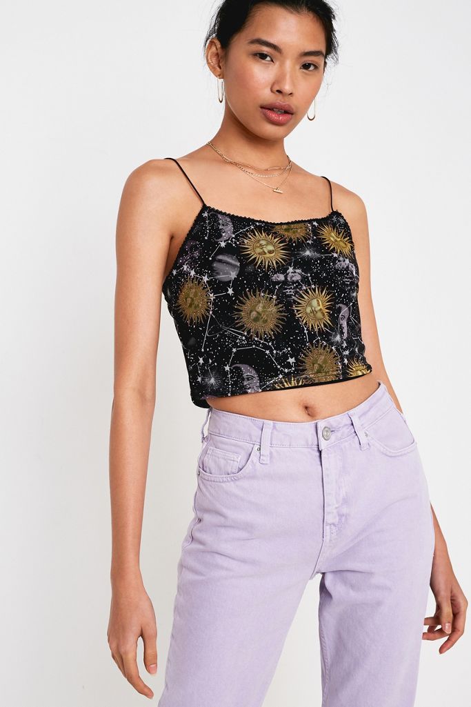 Uo Constellation Print Mesh Cami Urban Outfitters Uk