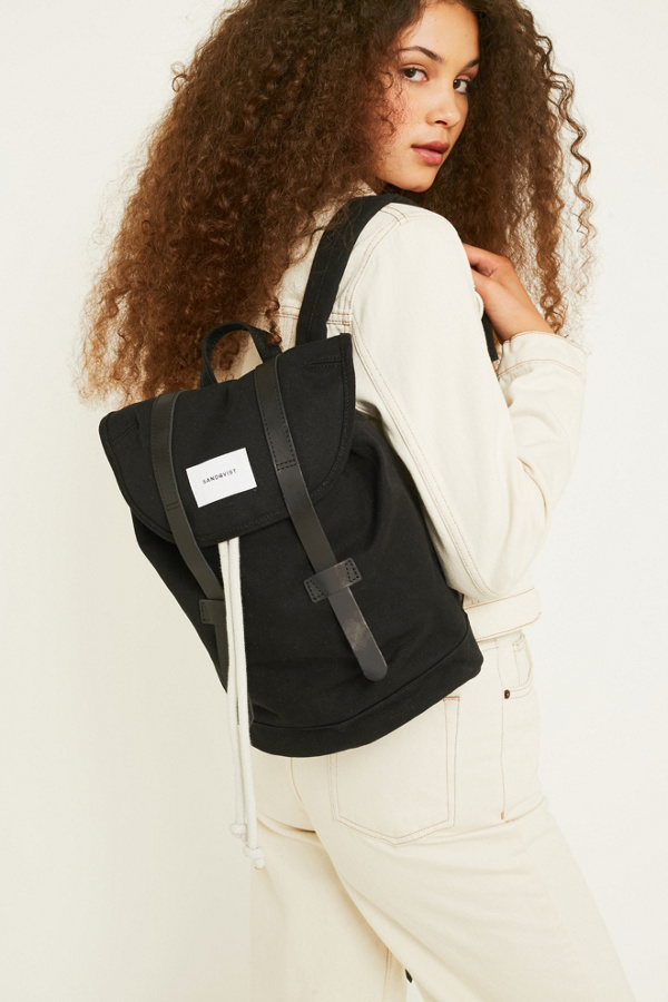 Sandqvist Stig Black Mini Backpack | Urban Outfitters UK