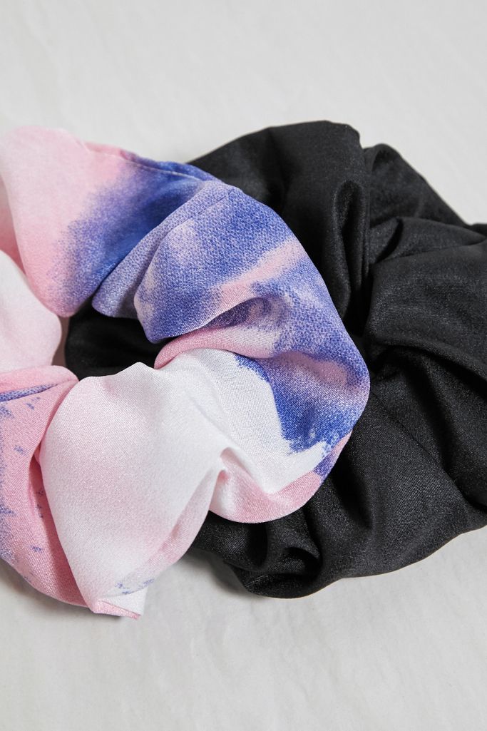 Black & Purple Tie-Dye Scrunchie 2-Pack | Urban Outfitters UK