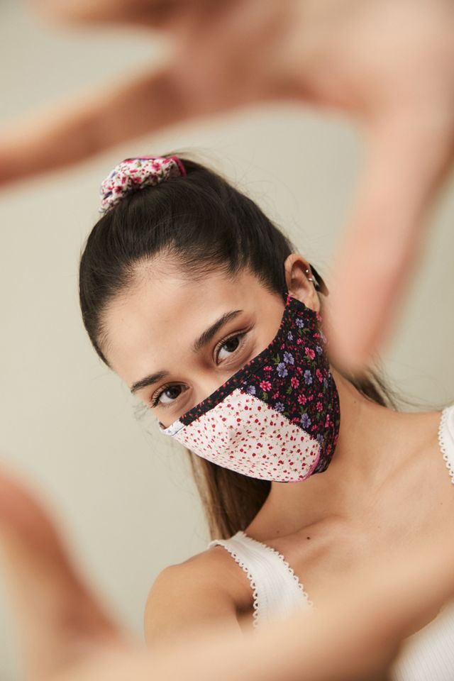 UO Floral Patchwork Face Mask and Scrunchie Set | Urban Outfitters UK