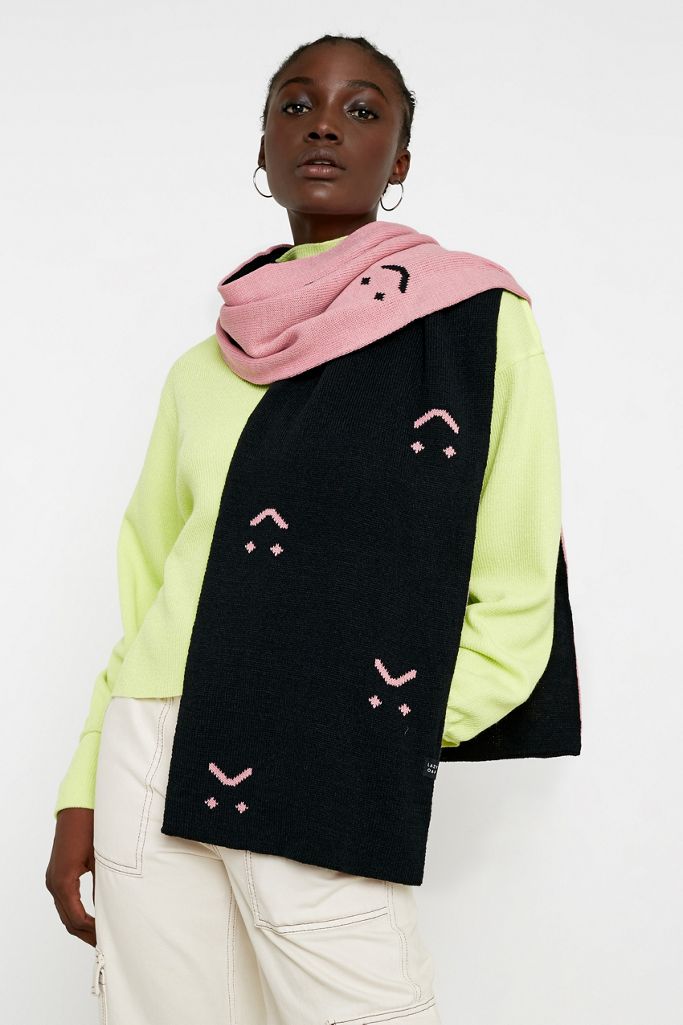 Lazy Oaf Happy Sad Knitted Scarf | Urban Outfitters UK