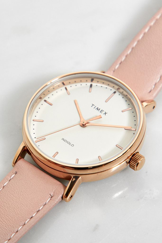 Timex Fairfield Pink Leather Watch | Urban Outfitters UK