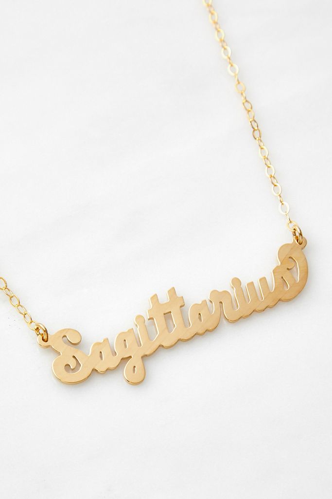 Image Gang Sagittarius Zodiac Gold-Plated Chain Necklace | Urban ...