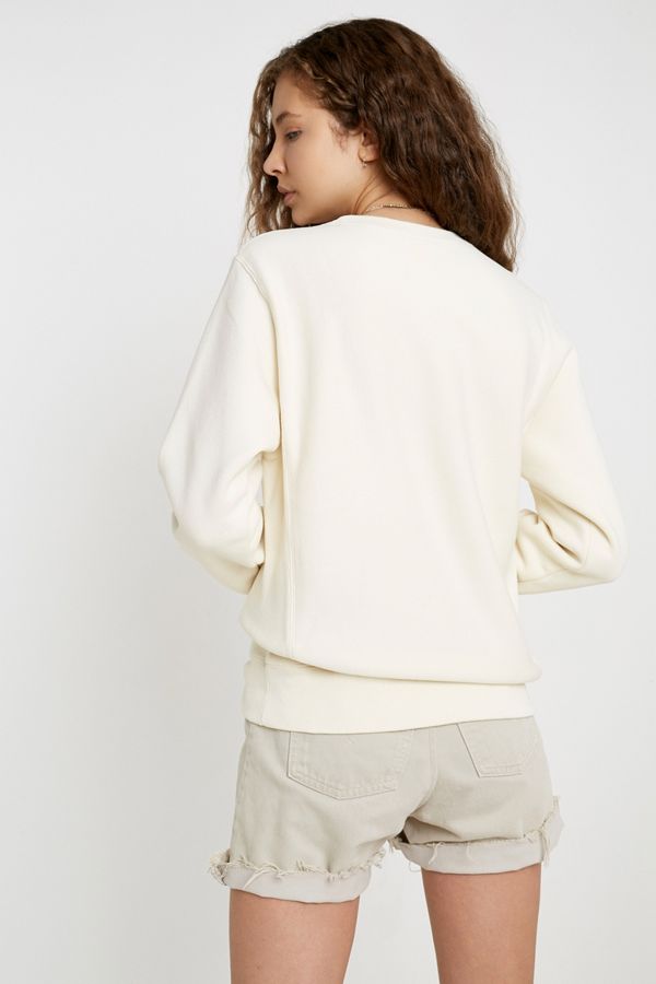 Champion UO Exclusive Ecru Triple Script Logo Crew Neck Sweatshirt ...