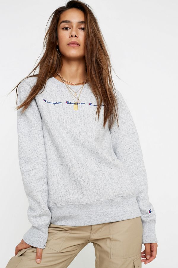 Champion UO Exclusive Triple Script Crew Neck Sweatshirt | Urban ...