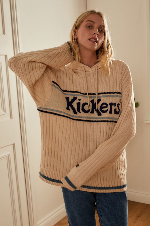 Kickers UO Exclusive Cream Ribbed Knit Hoodie | Urban Outfitters UK