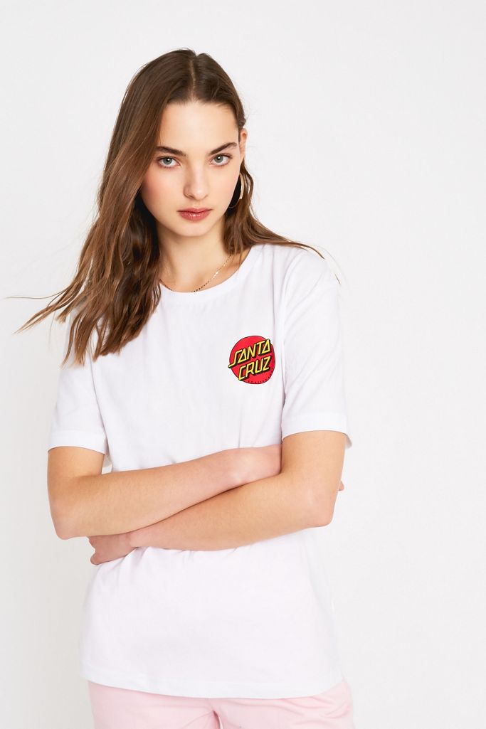 Santa Cruz Classic Dot Logo White T-Shirt | Urban Outfitters UK