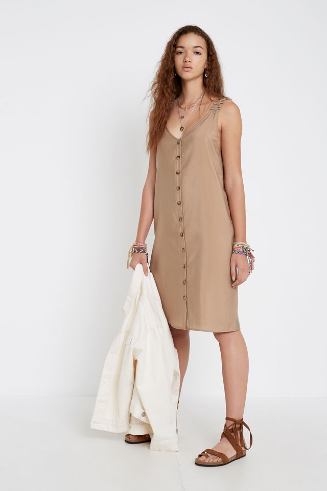 Gestuz Button-Through Slip Dress | Urban Outfitters UK