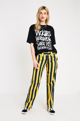 Dickies Yellow Wide Stripe Workwear Trousers | Urban Outfitters UK