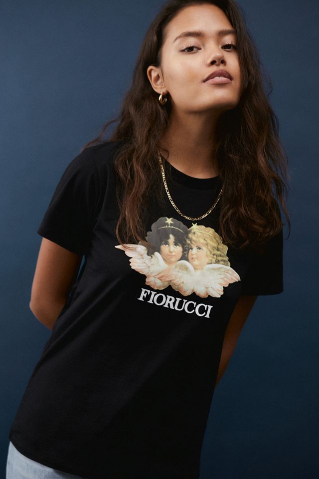 Fiorucci – T-Shirt in Schwarz mit Engelsdesign | Urban Outfitters DE