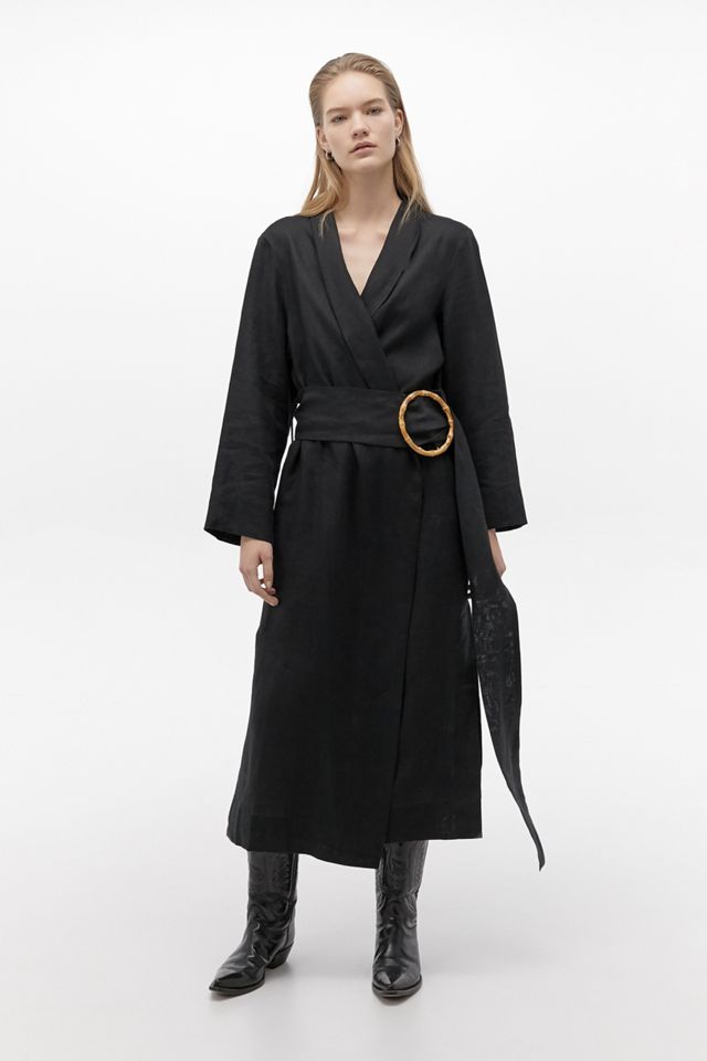 Sleeper Linen Robe Midi Dress | Urban Outfitters UK