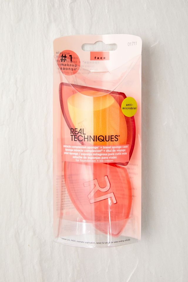 Real Techniques Antimicrobial Miracle Complexion Sponge & Travel Sponge ...