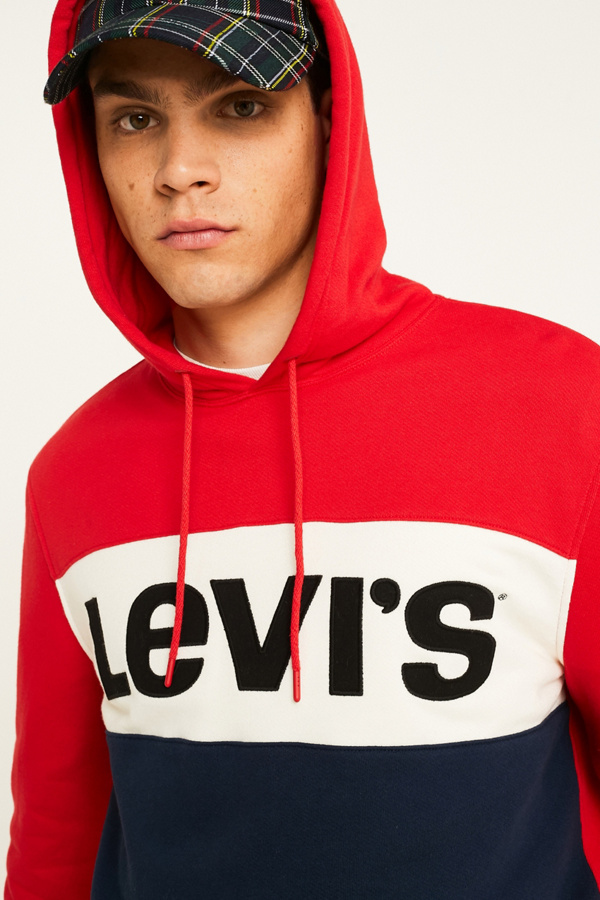 Levi’s Red Colourblock Hoodie | Urban Outfitters UK
