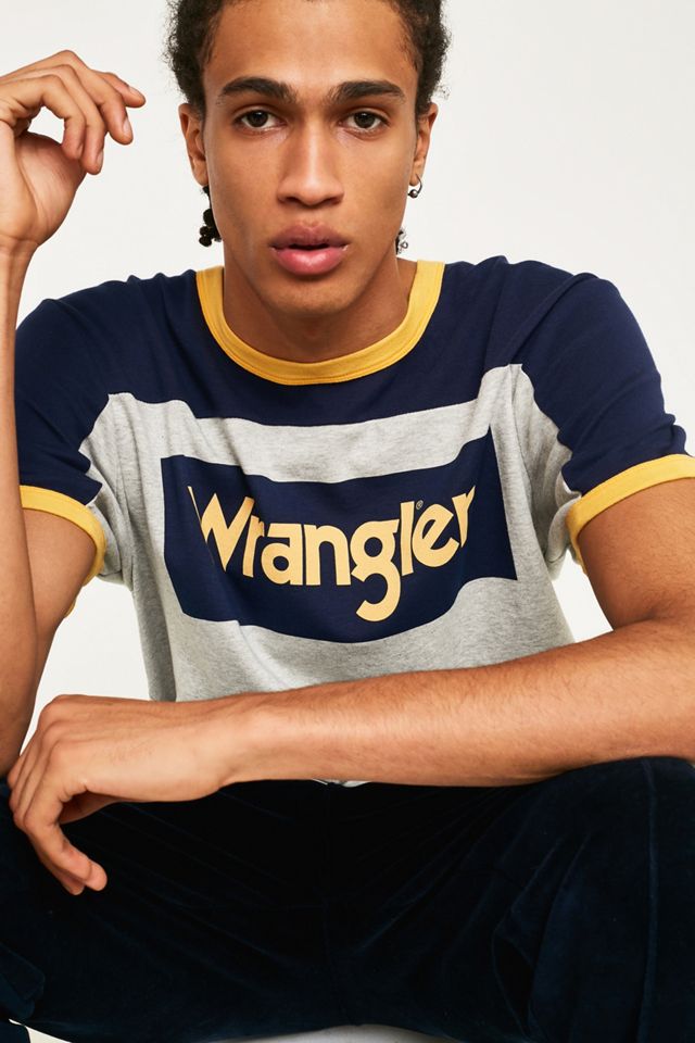 Wrangler Blue & Yellow Grey Rugby T-Shirt | Urban Outfitters UK