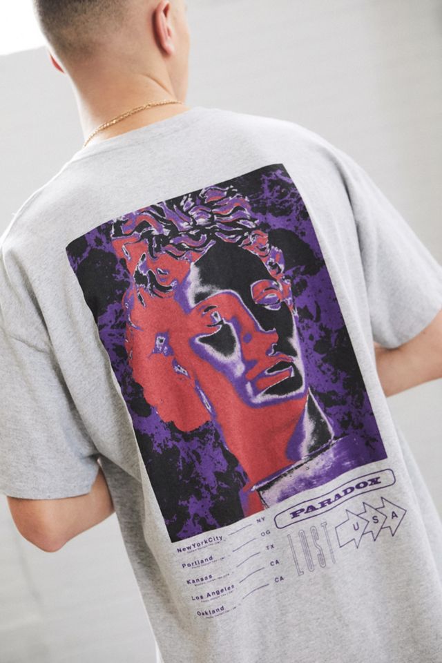 UO Grey Marl Inverted Paradise Tee | Urban Outfitters UK