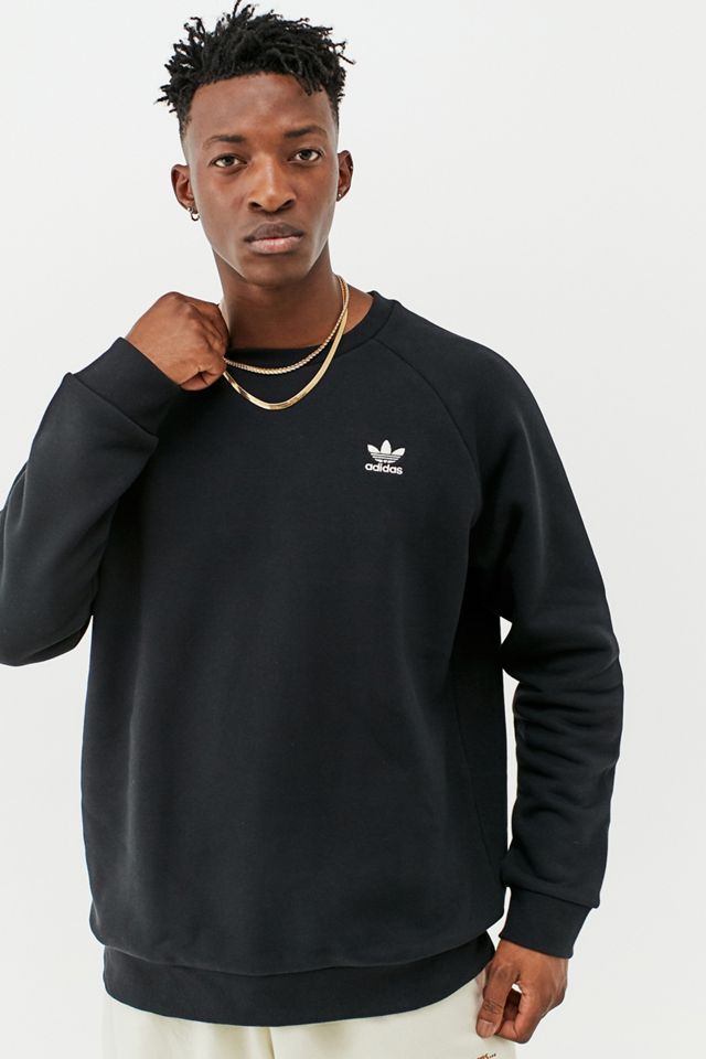 adidas Black Trefoil Essentials Crew Neck Sweatshirt | Urban Outfitters UK