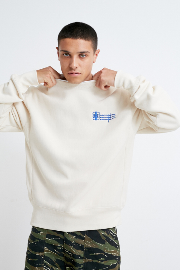 Champion Triple Script Ecru Crew Neck Sweatshirt | Urban Outfitters UK