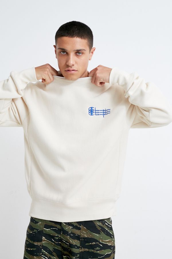 Champion Triple Script Ecru Crew Neck Sweatshirt | Urban Outfitters UK