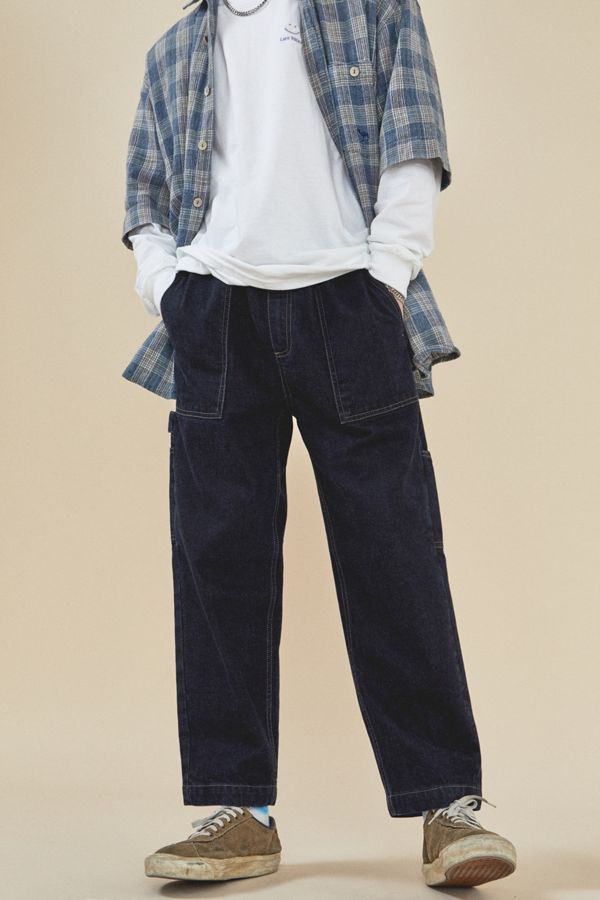 UO Indigo Denim Carpenter PJ Pants | Urban Outfitters UK