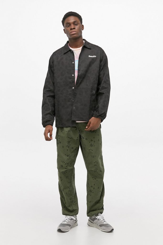 HUF Black Neo Leopard Coach Jacket | Urban Outfitters UK
