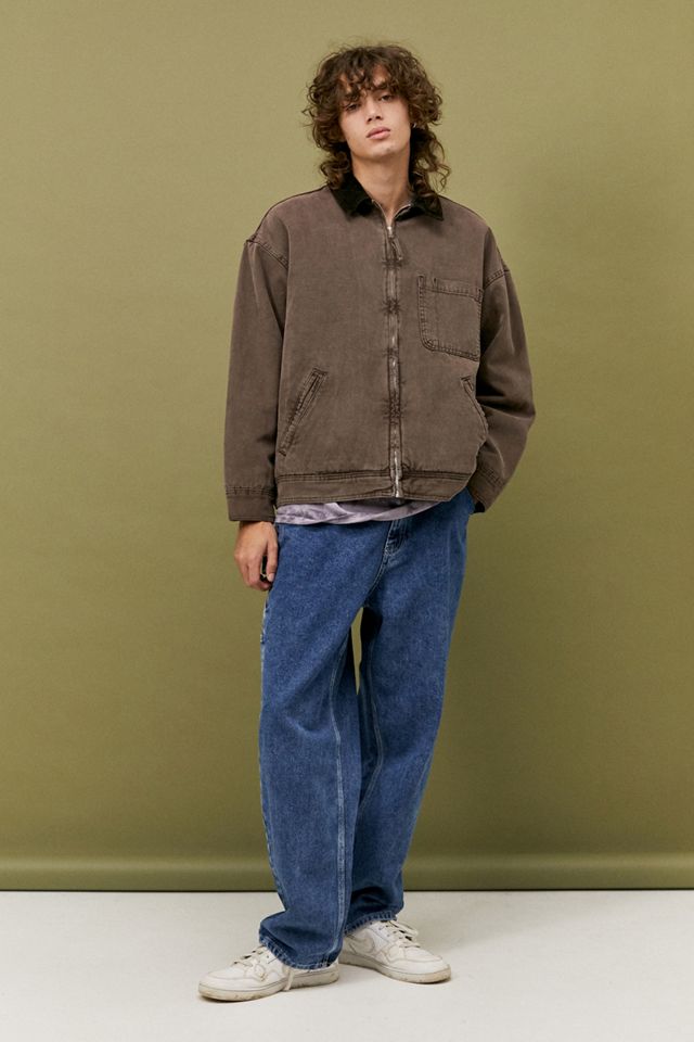 BDG Borg Lined Brown Zip-Through Worker Jacket | Urban Outfitters UK