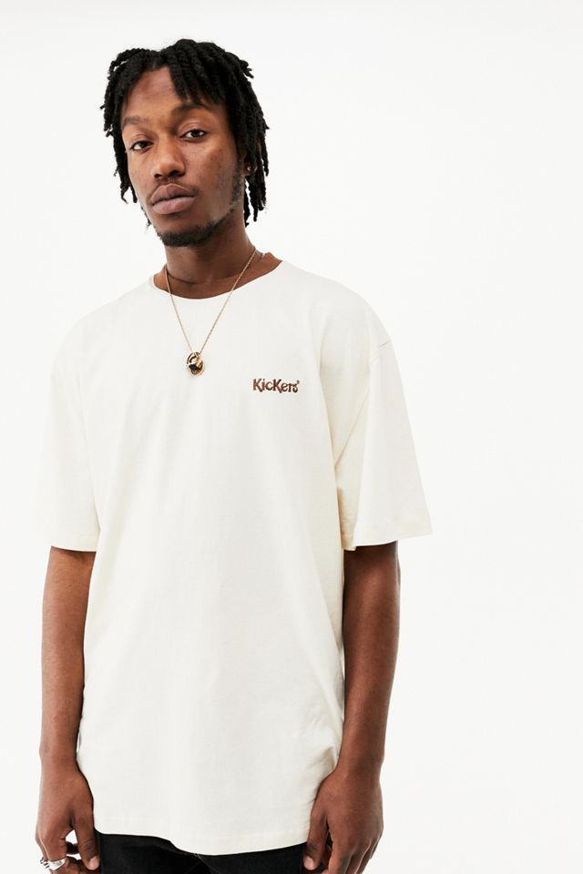 Kickers UO Exclusive Ecru & Brown Ribbed Crew Neck T-Shirt | Urban ...