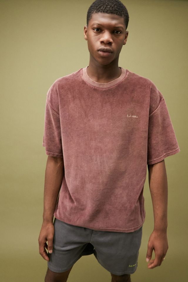 iets frans... Burgundy Acid Wash Velour Tee | Urban Outfitters UK