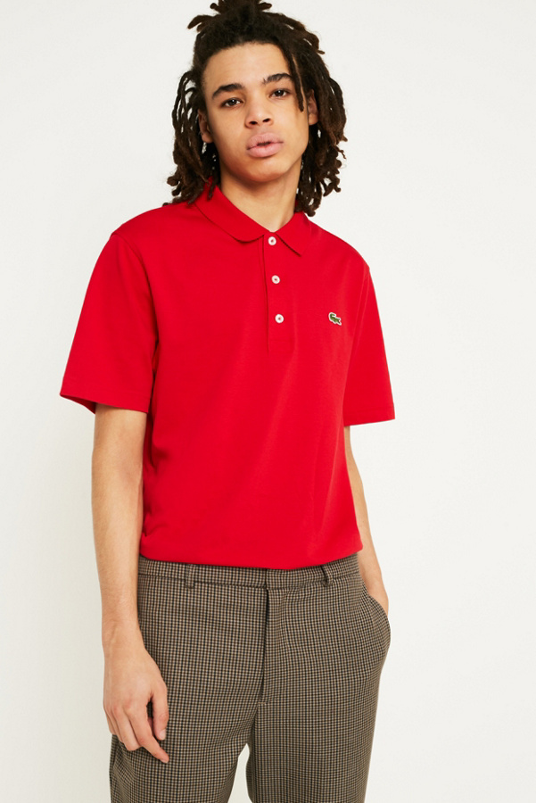 Lacoste Red Short-Sleeve Polo Shirt | Urban Outfitters UK