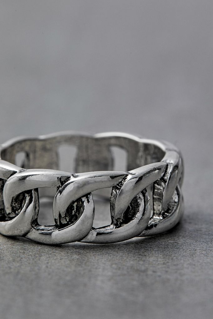 Silver-Plated Chain Ring | Urban Outfitters UK