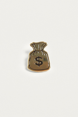 Pintrill Gold Money Bag Pin Badge | Urban Outfitters UK