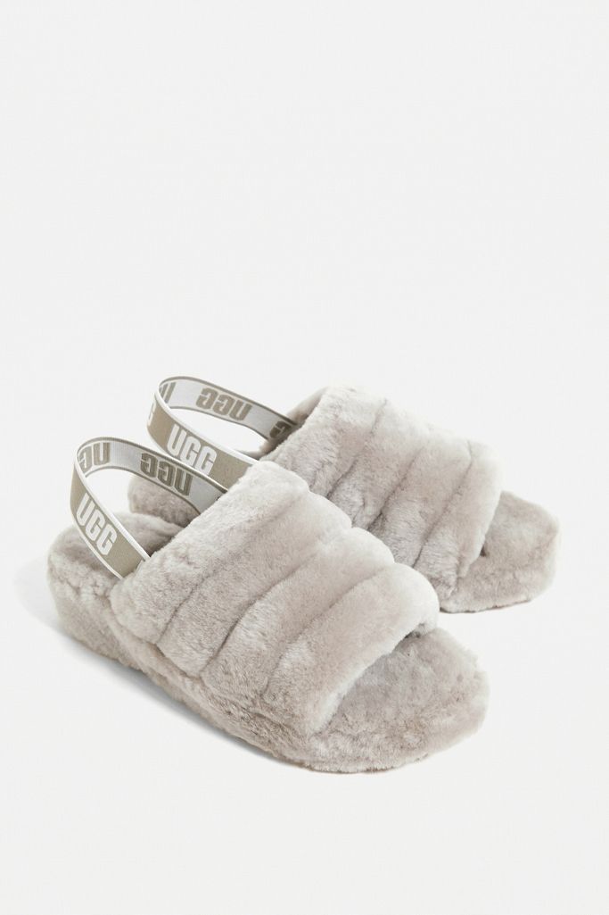UGG Fluff Yeah GOAT Grey Slide Slippers | Urban Outfitters UK