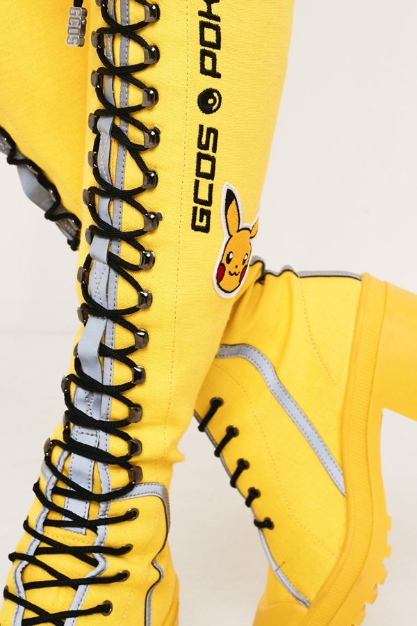 GCDS Pokemon Lace-Up Thigh-High Boots | Urban Outfitters UK