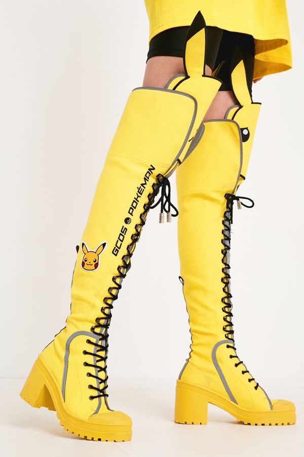 GCDS Pokemon Lace-Up Thigh-High Boots | Urban Outfitters UK