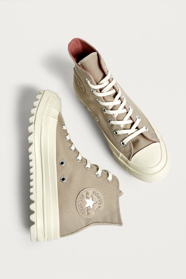 Converse Chuck Taylor All Star Lift Ripple Beige High Top Trainers ...