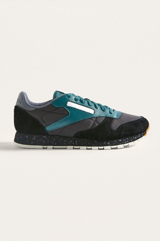 Reebok Classic Leather SM Black and Teal Trainers | Urban Outfitters UK