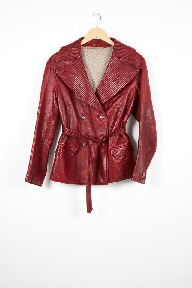 Urban Renewal One-Of-A-Kind Red Leather 70s Jacket | Urban Outfitters UK