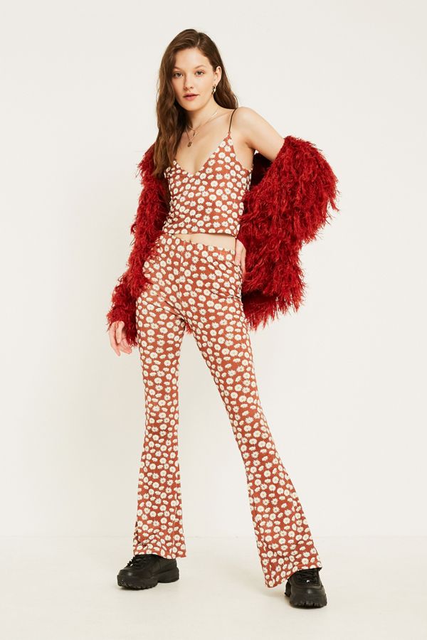 Urban Renewal Vintage Remnants Rust Daisy Flare Trousers | Urban ...